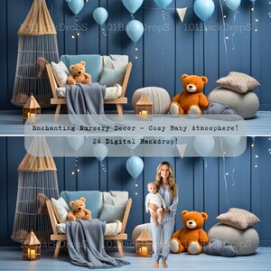 Bundle of 24 Cozy Baby Nursery Decor Backdrops - Heartwarming Backdrop ...