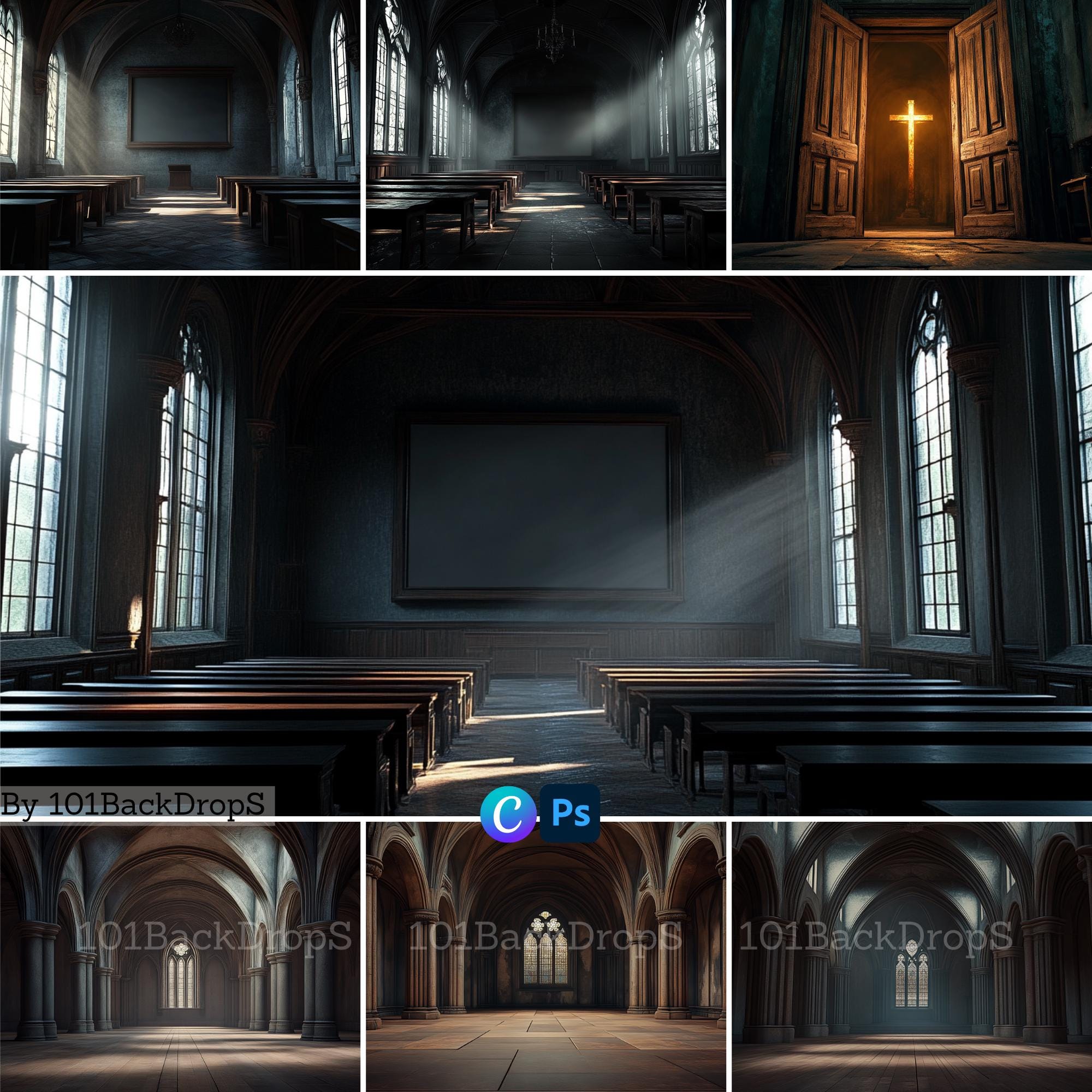 60+ Digital Church Backdrops for Photoshoots | Textured Overlays and ...