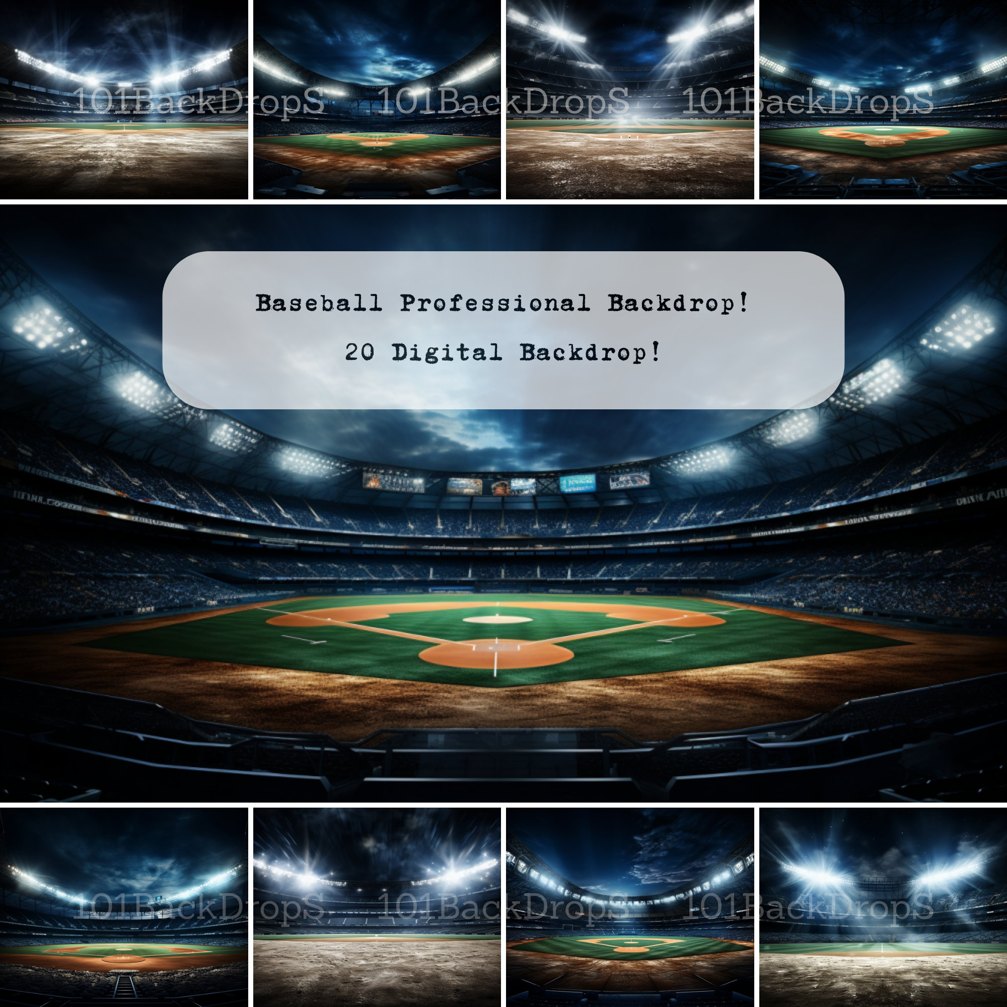 Digital Backdrop Photography - Baseball, Softball | NIGHT & DAY STADIUM ...