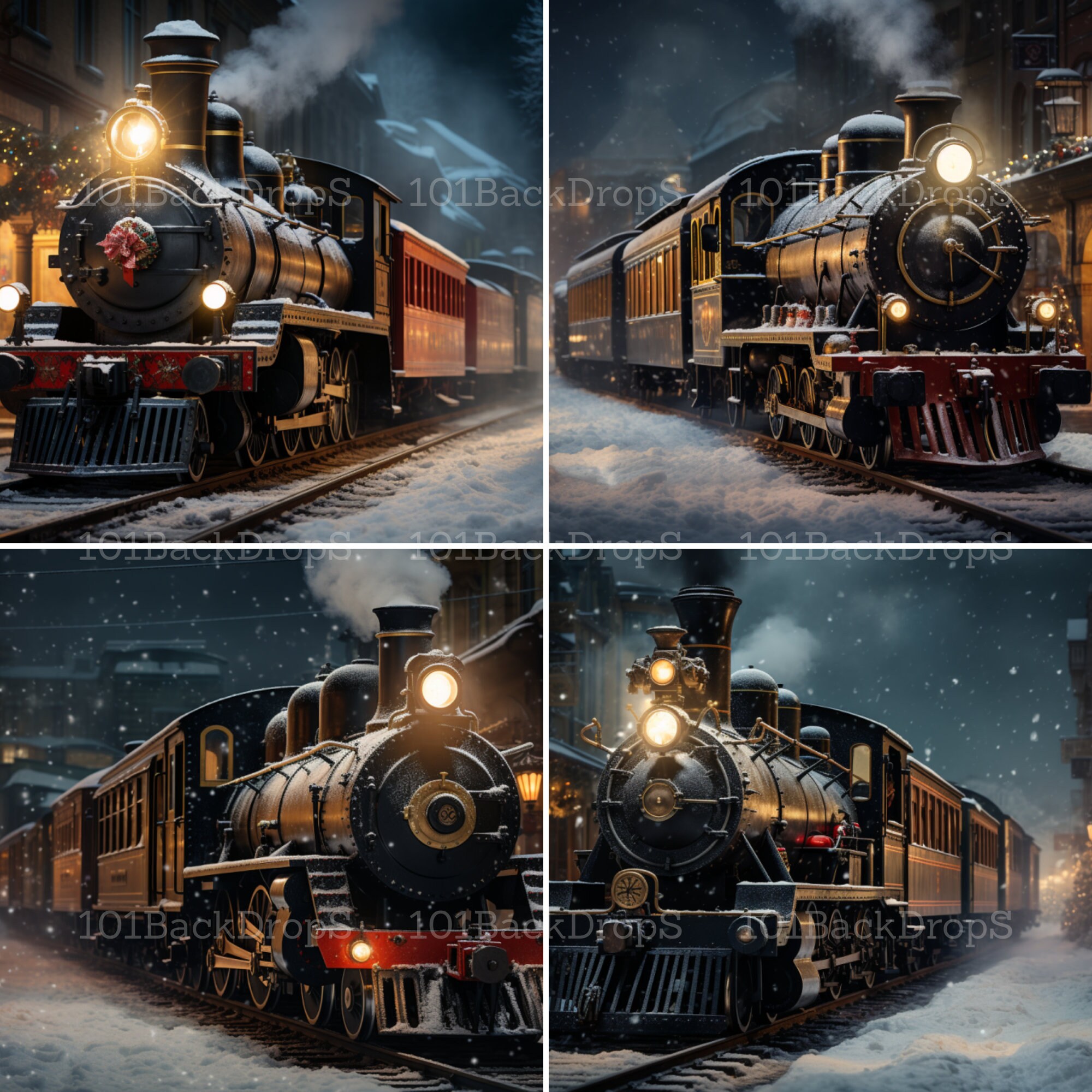 30 Polar Express Christmas Digital Backdrops for Kids, Christmas Train ...