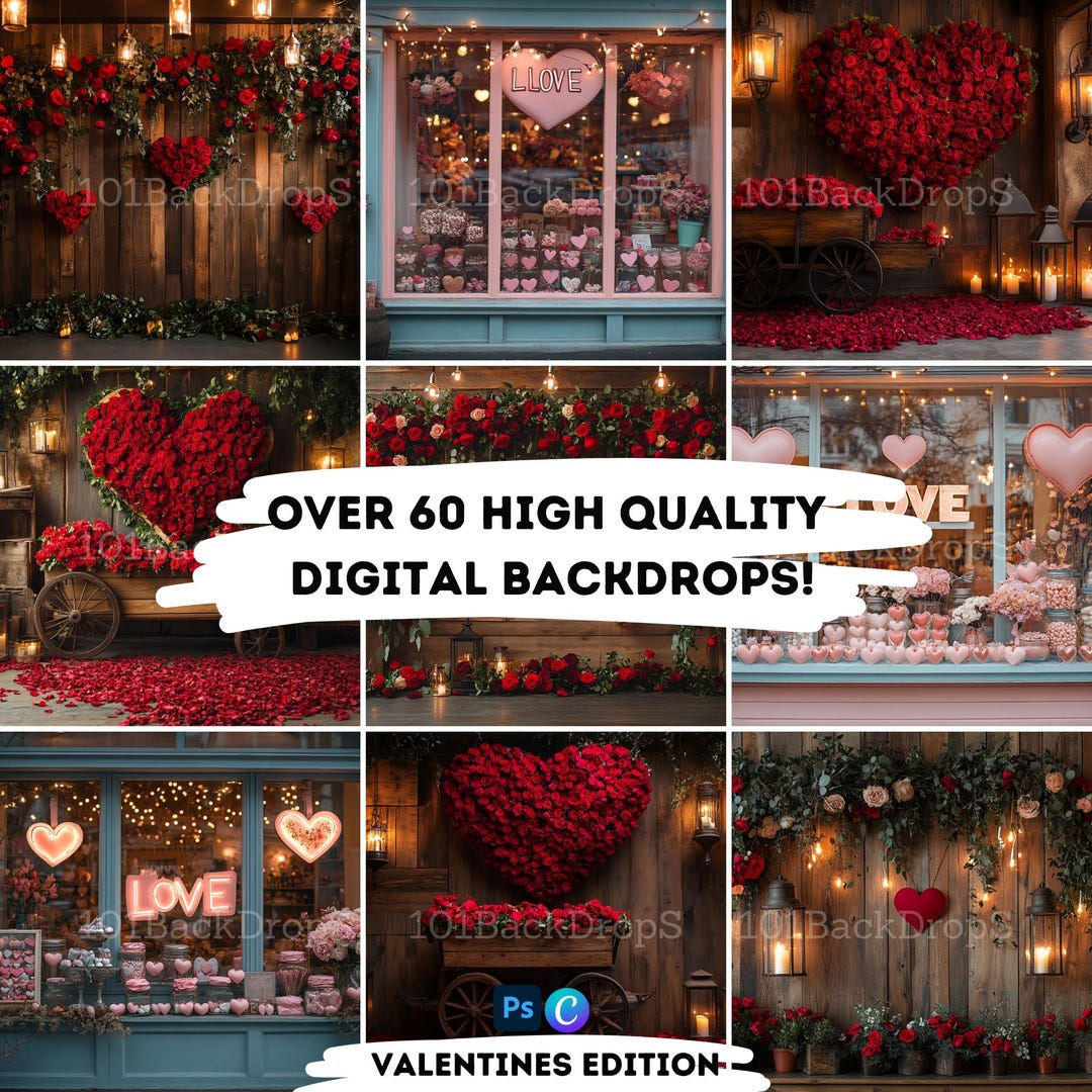 Valentine's Day Backdrop Bundle - Over 60 Digital Designs for ...
