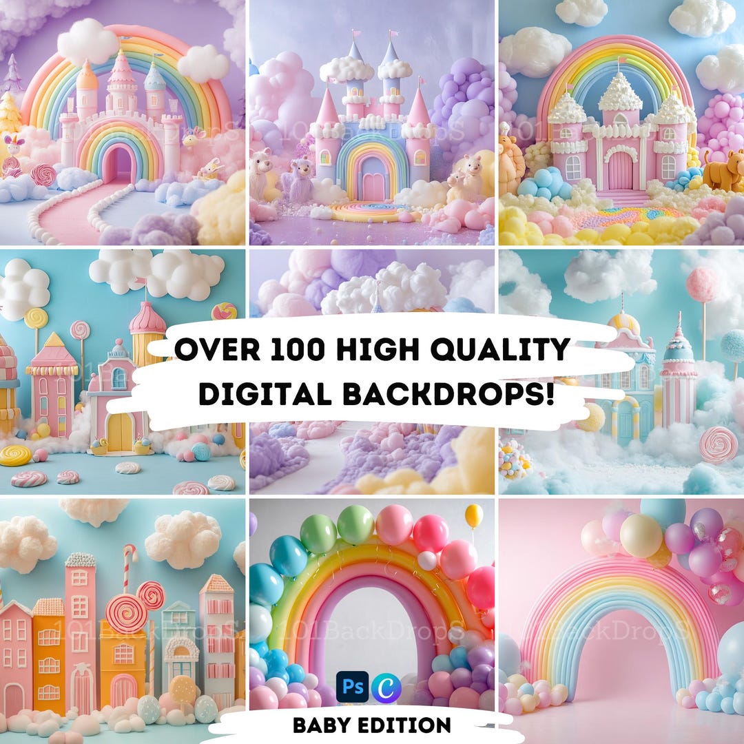 100 Pastel Digital Backdrops, Child Photography Studio Backdrops, Baby ...
