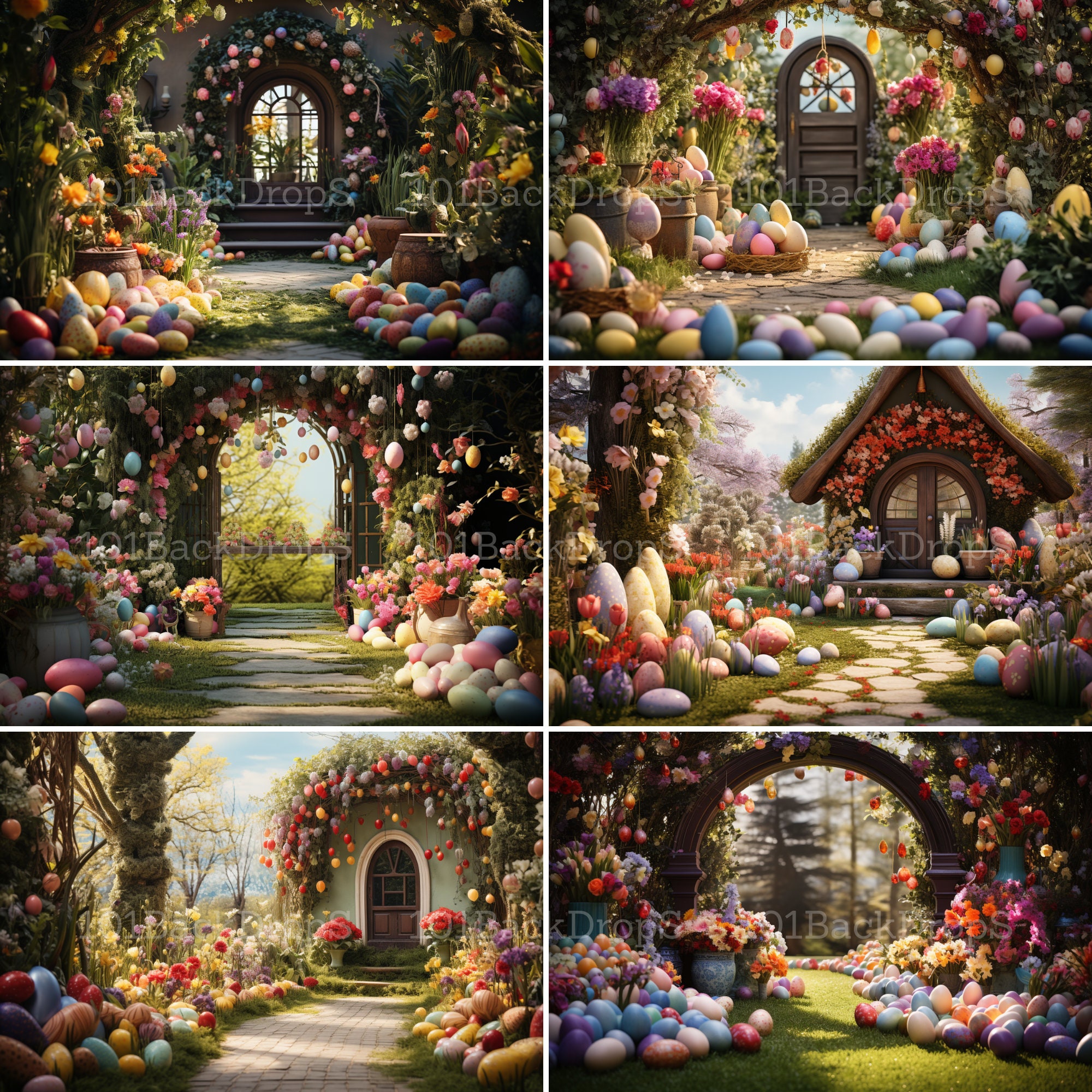 Bundle of 25 A Premium Outdoor Easter Arch CG Digital Backdrop, Easter ...