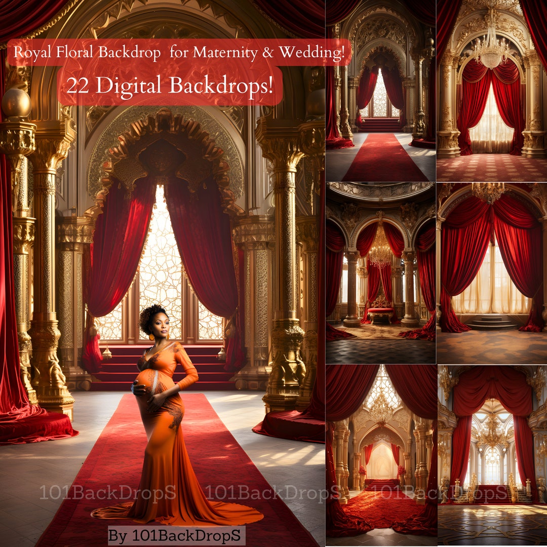 Red Digital Backdrop Maternity Wedding, Photography Background ...