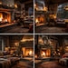 Bundle of 24 Cozy Fireside Retreat Backdrops Magical Living Room Scene ...