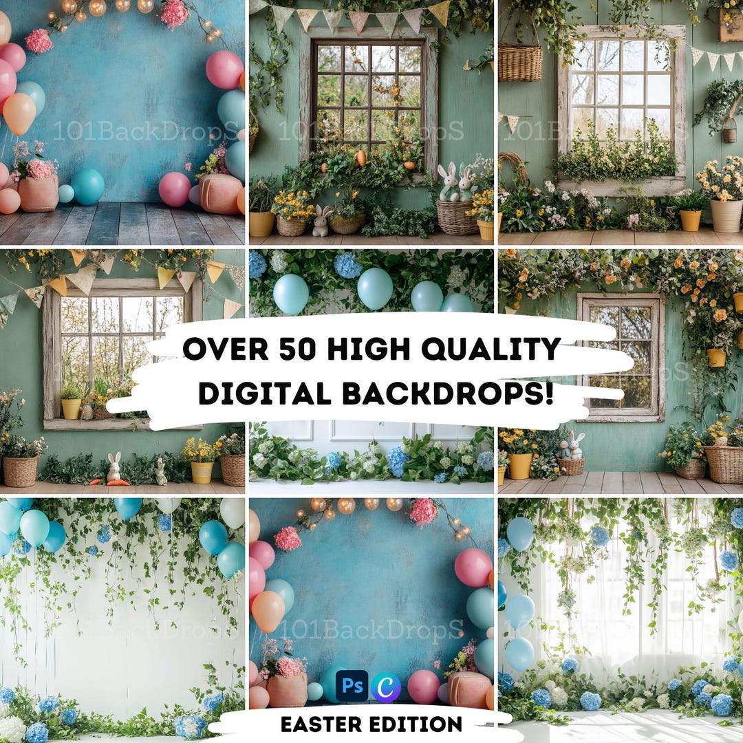 Over 50 Easter Backdrops Bundle - Floral Digital Downloads for ...