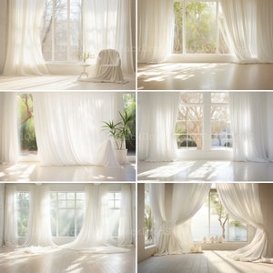 Digital Backdrops: 32x Breathtaking White Dreamy Sheer Curtain ...