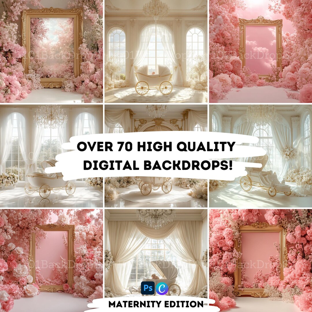 70 Maternity Digital Backdrop Floral Maternity Backdrop Light Pink ...