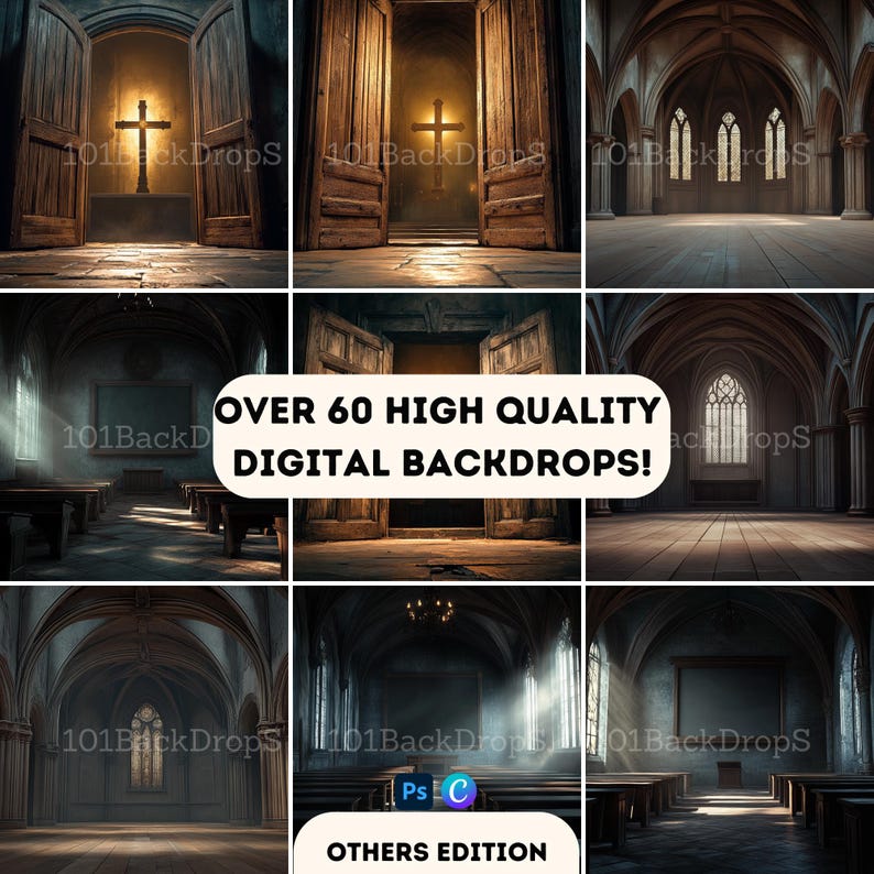 60+ Digital Church Backdrops for Photoshoots | Textured Overlays and ...