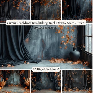 22 Digital Curtain Backdrops, Breathtaking Black Dreamy Sheer Curtain ...