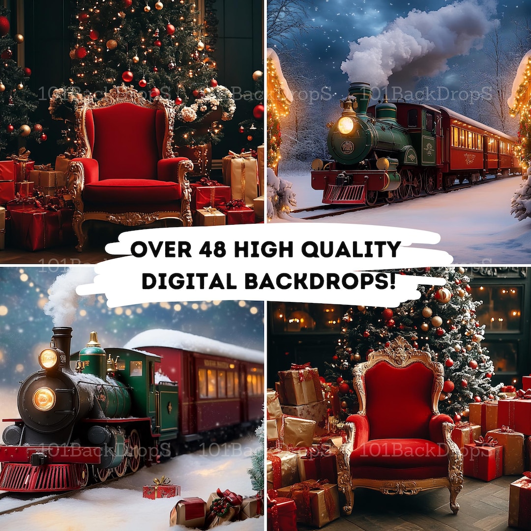 Enchanted North Pole Digital Scenes - Santa's Train Chair - Winter ...