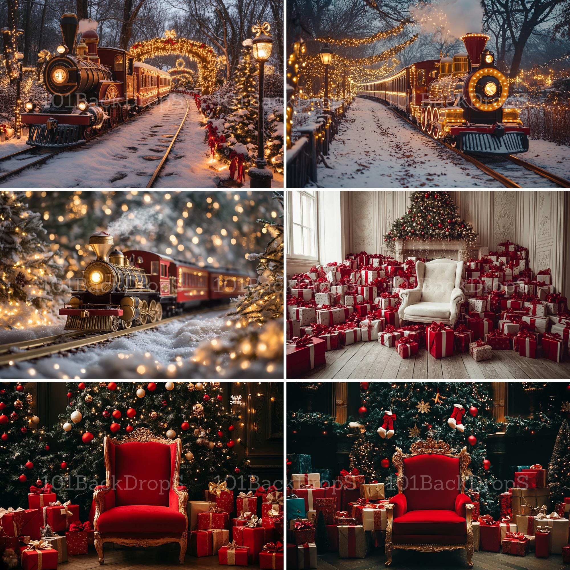 Enchanted North Pole Digital Scenes - Santa's Train Chair - Winter ...