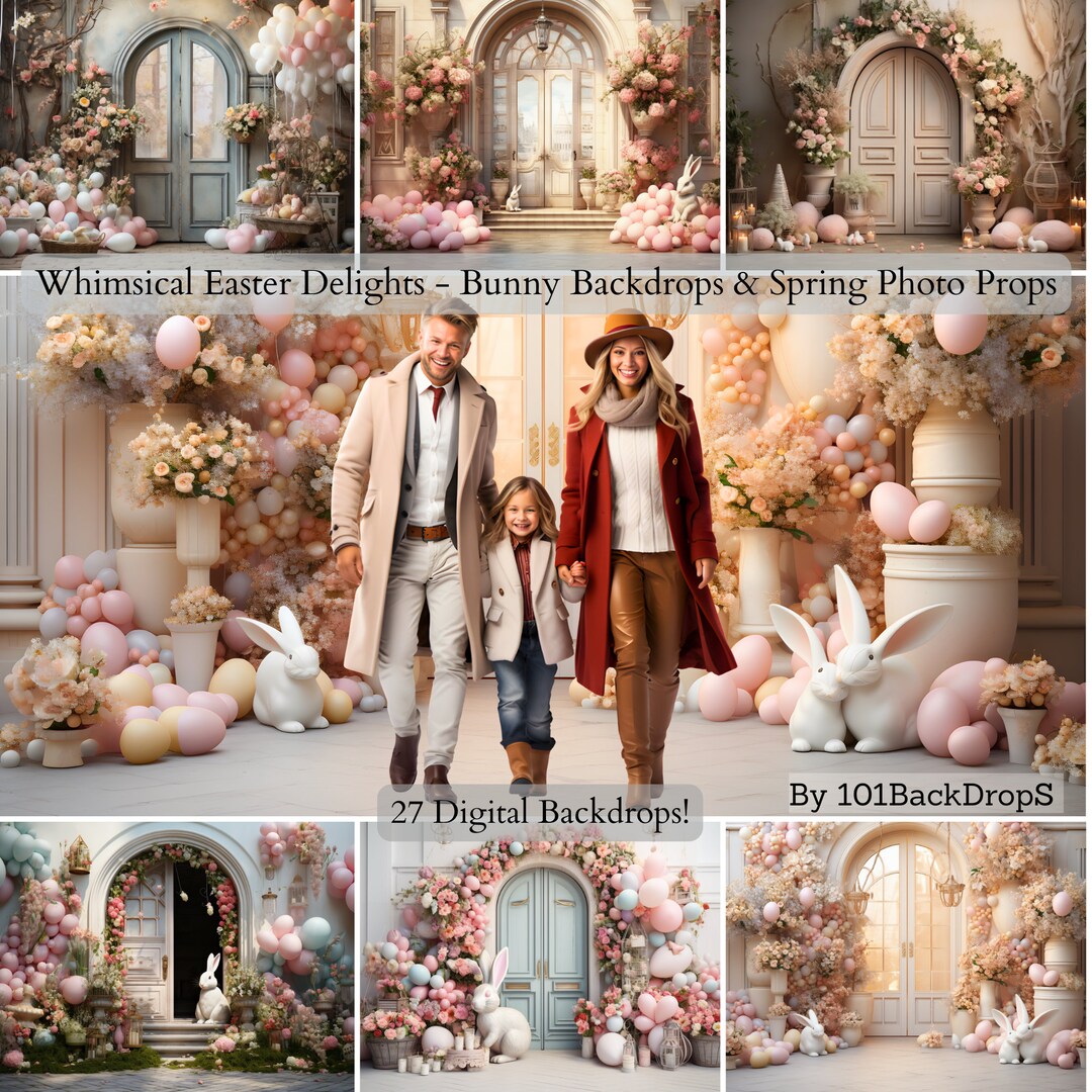 Easter Bunny Digital Backdrops, Easter Photo Props, Spring Photo ...