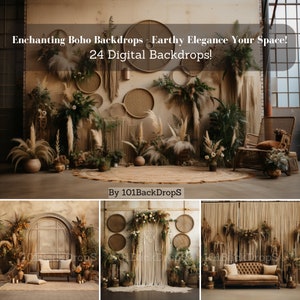 Bundle of 24 Explore Boho Chic Backdrops - Earthy Tones, Macrame, and ...