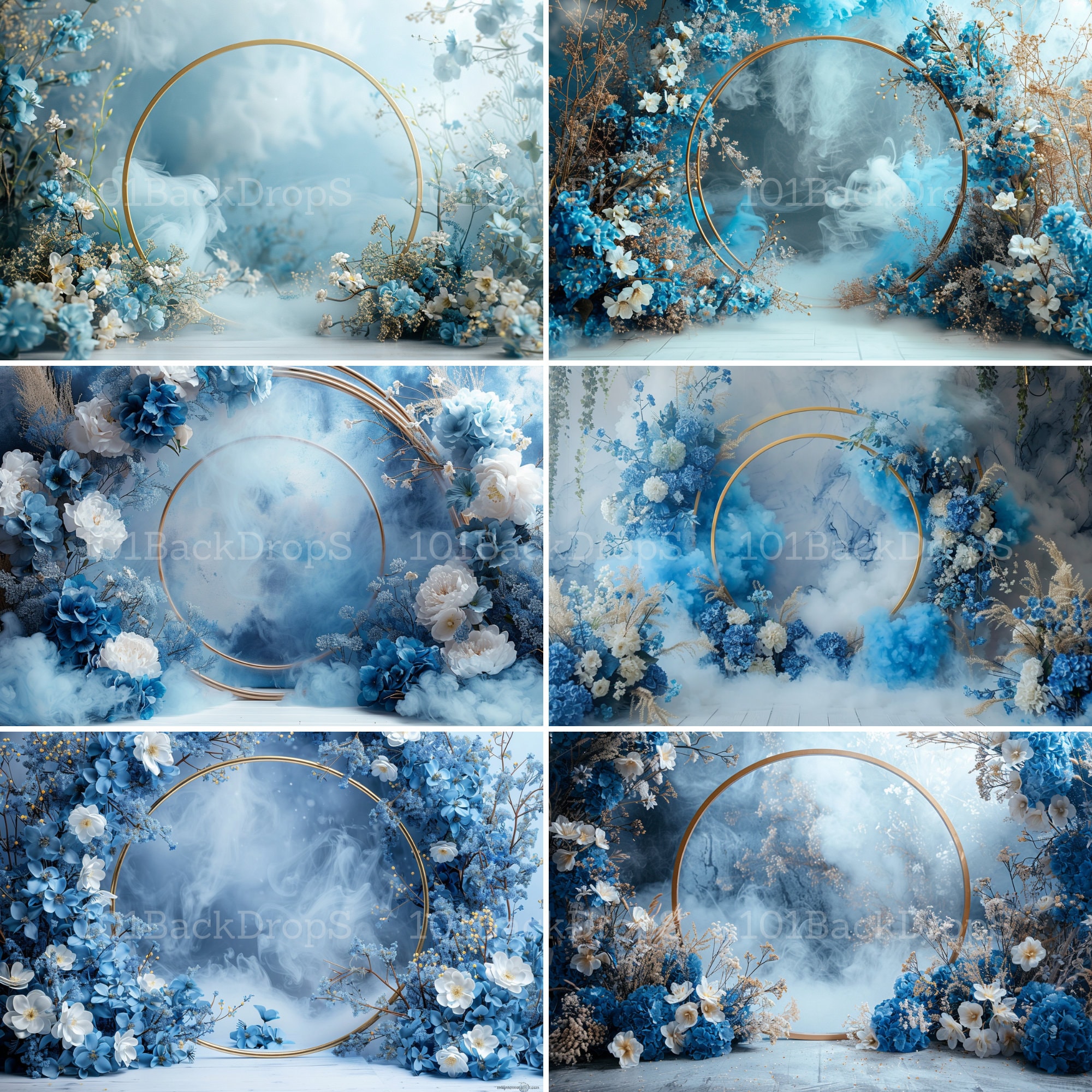 50+ Maternity Digital Backdrop Floral Maternity Backdrop Blue Digital ...
