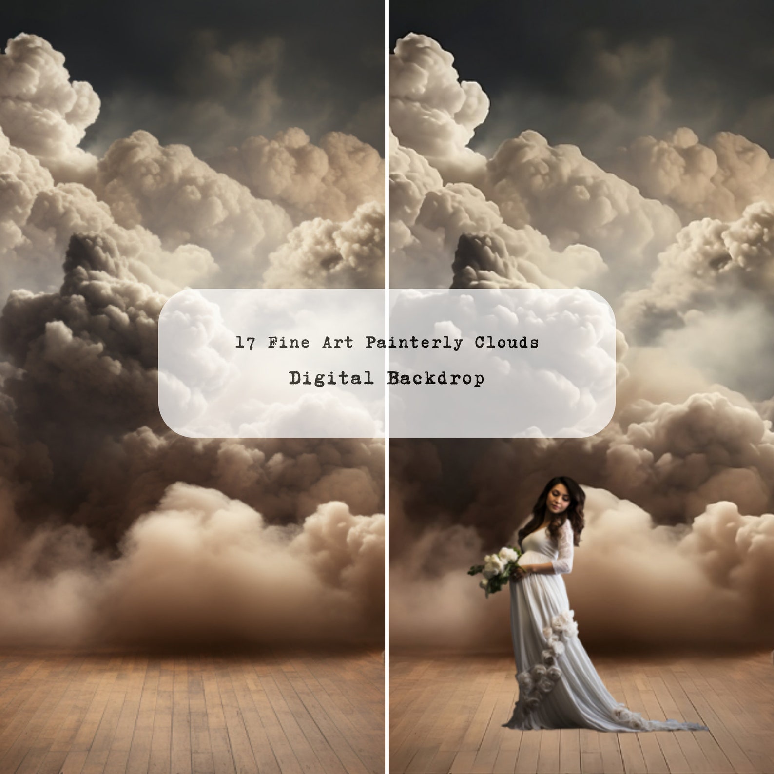 17 Fine Art Painterly Clouds Digital Backdrops, Backdrop Overlays ...
