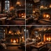 Bundle of 24 Cozy Fireside Retreat Backdrops - Magical Living Room ...