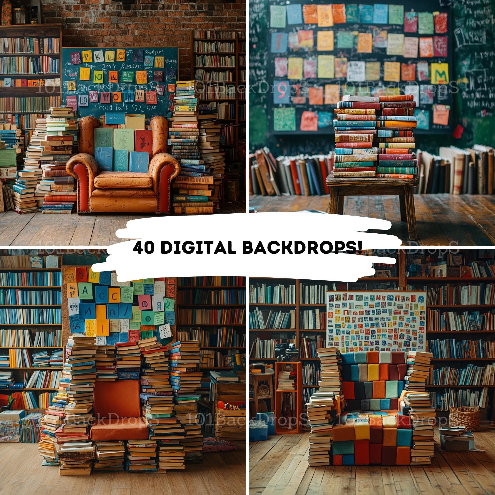 Back to School Digital Backdrops, Chalkboard Background, Classroom ...