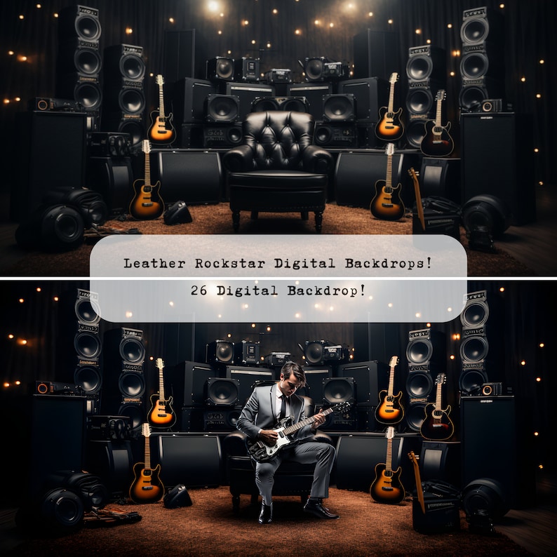 26 Leather Rockstar Digital Backdrops, Digital Backgrounds, Senior ...