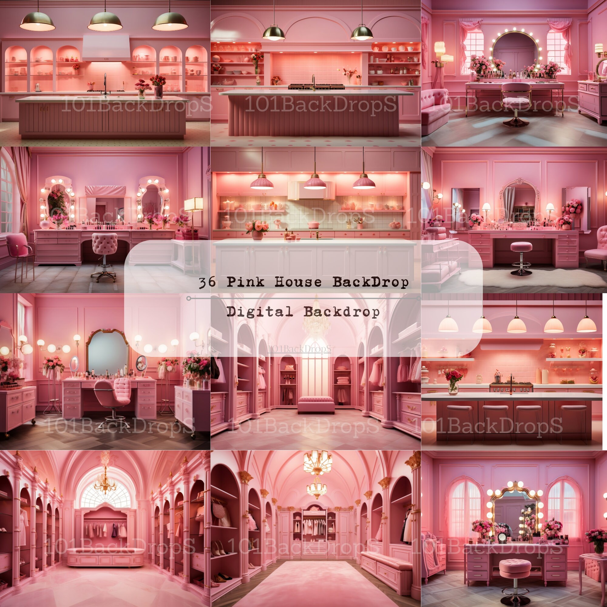 Mega Bundle of Doll Backdrops, Pink Digital Backdrops for Doll ...