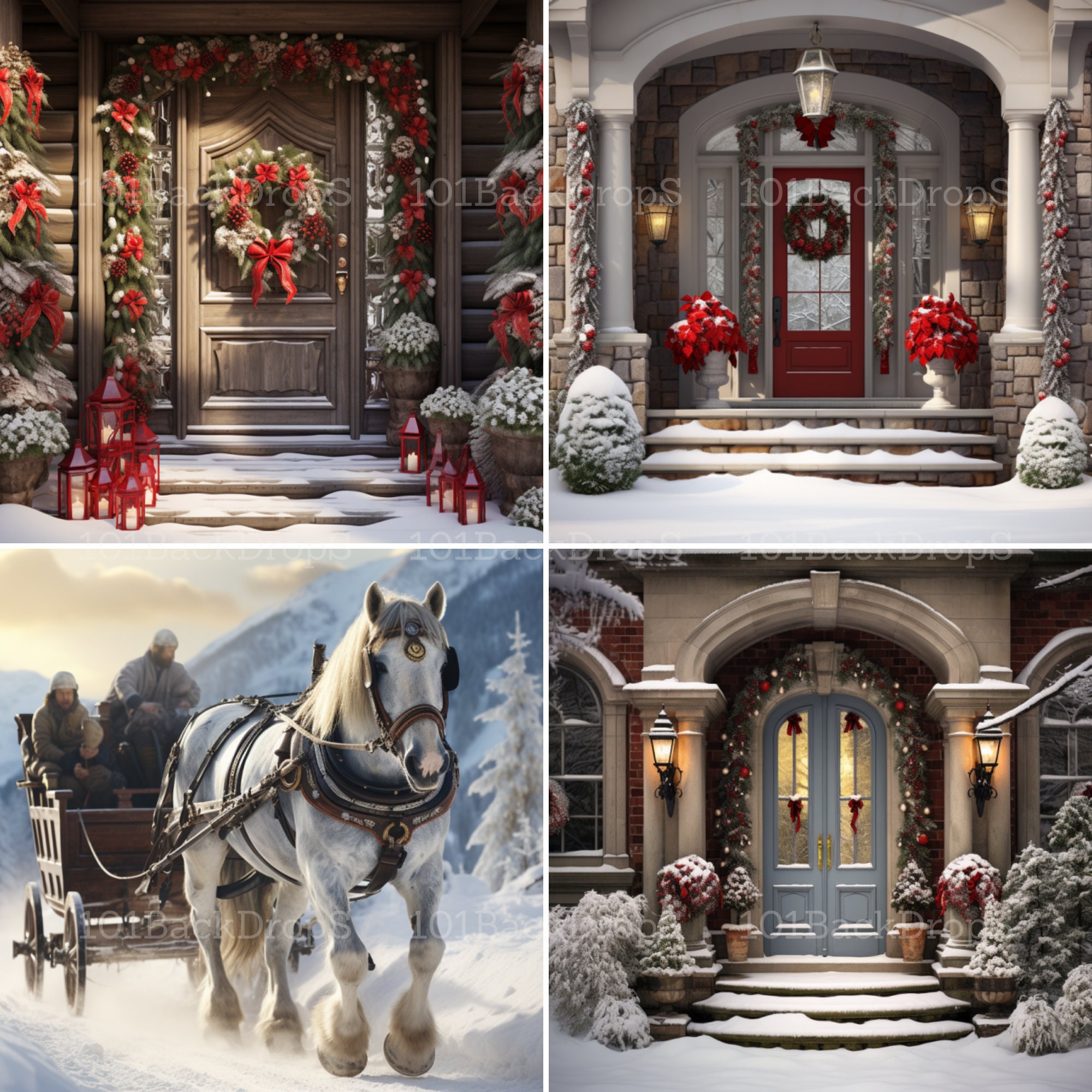 33 Christmas Digital Backdrops for Photography. Bundle. Vintage Cozy ...