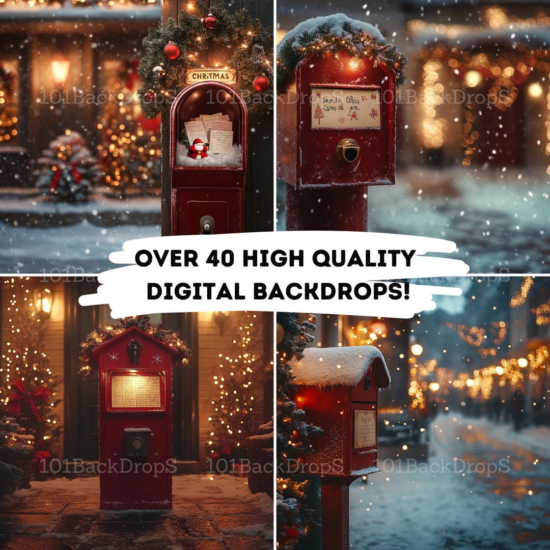 North Pole Christmas Digital Backdrops - Santa’s Mailbox Scene - Winter ...