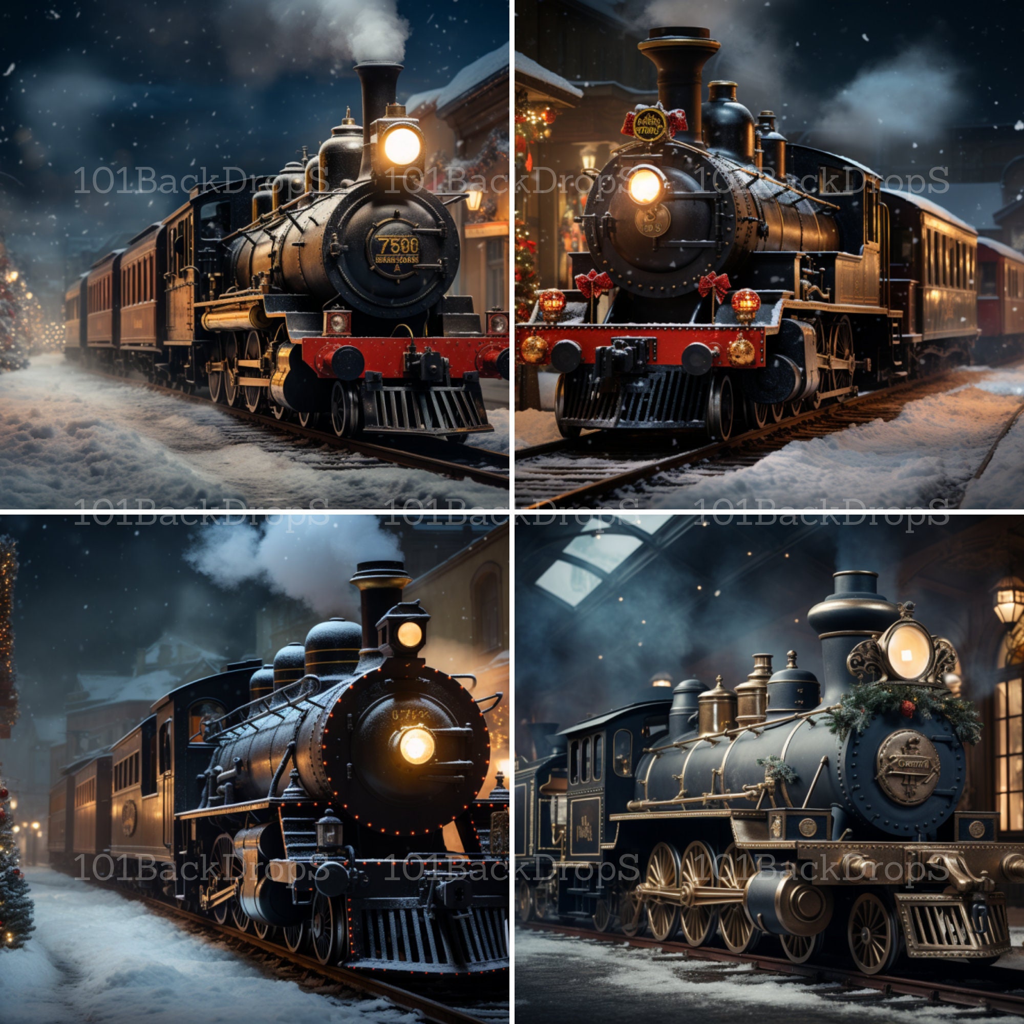 30 Polar Express Christmas Digital Backdrops for Kids, Christmas Train ...