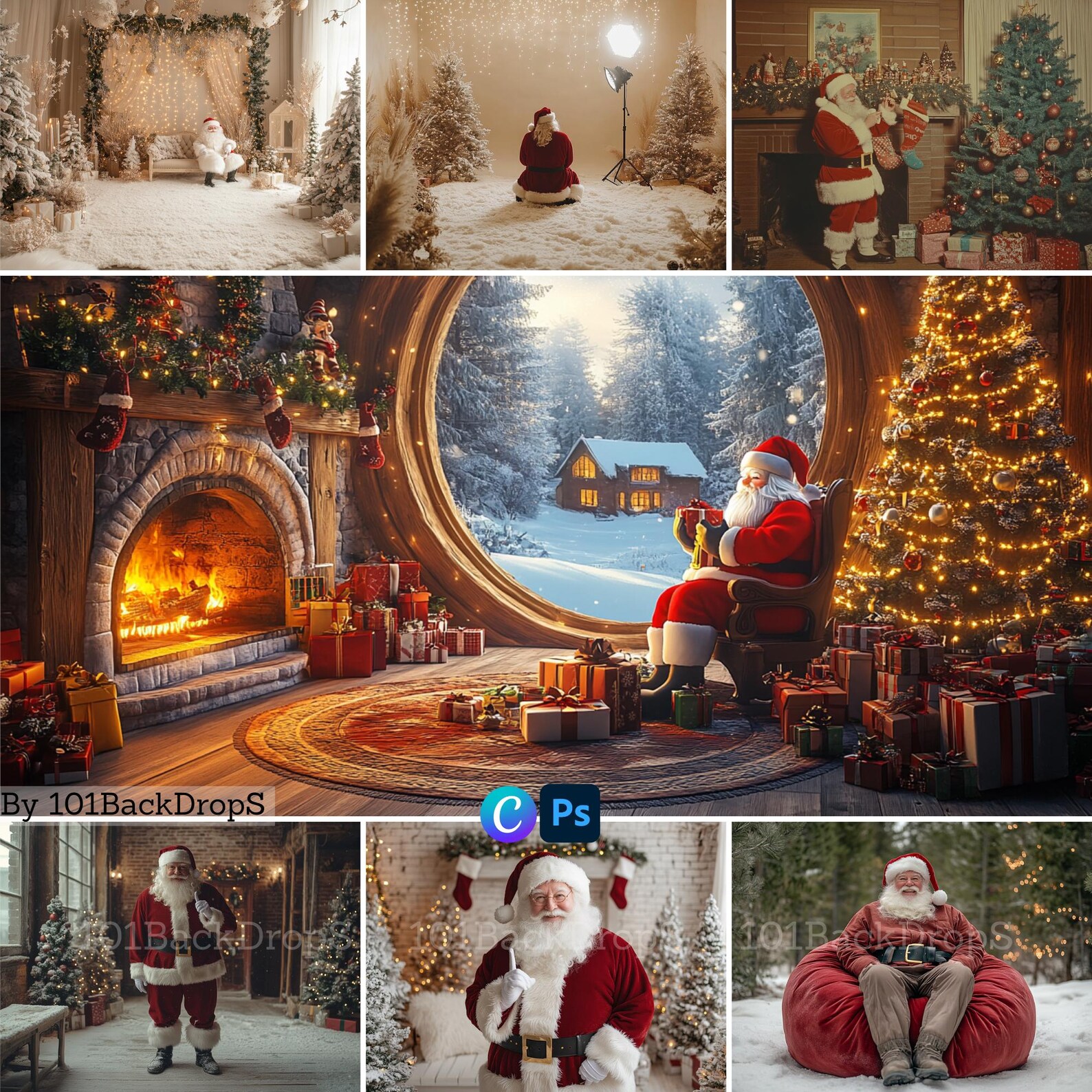 Ultimate Santa Claus Multi-backdrop Bundle - Over 110 Christmas Scenes ...