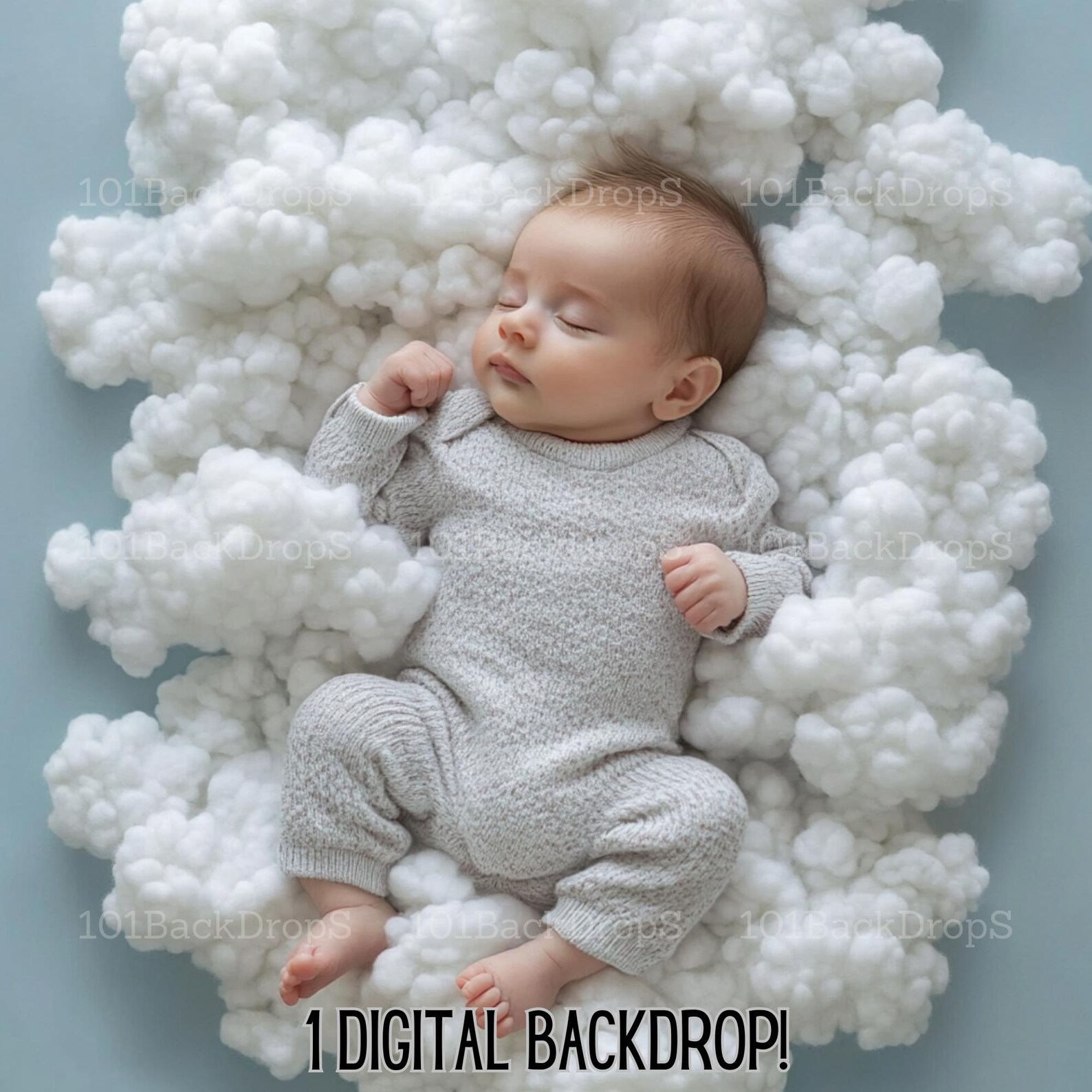 Dreamy Cloud Cradle Digital Backdrop for Newborn Photos - Soft Spring ...