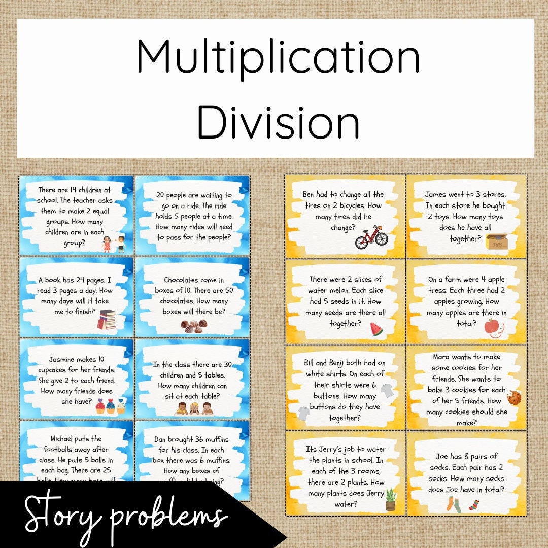 Story Problems With Multiplication and Division - Etsy