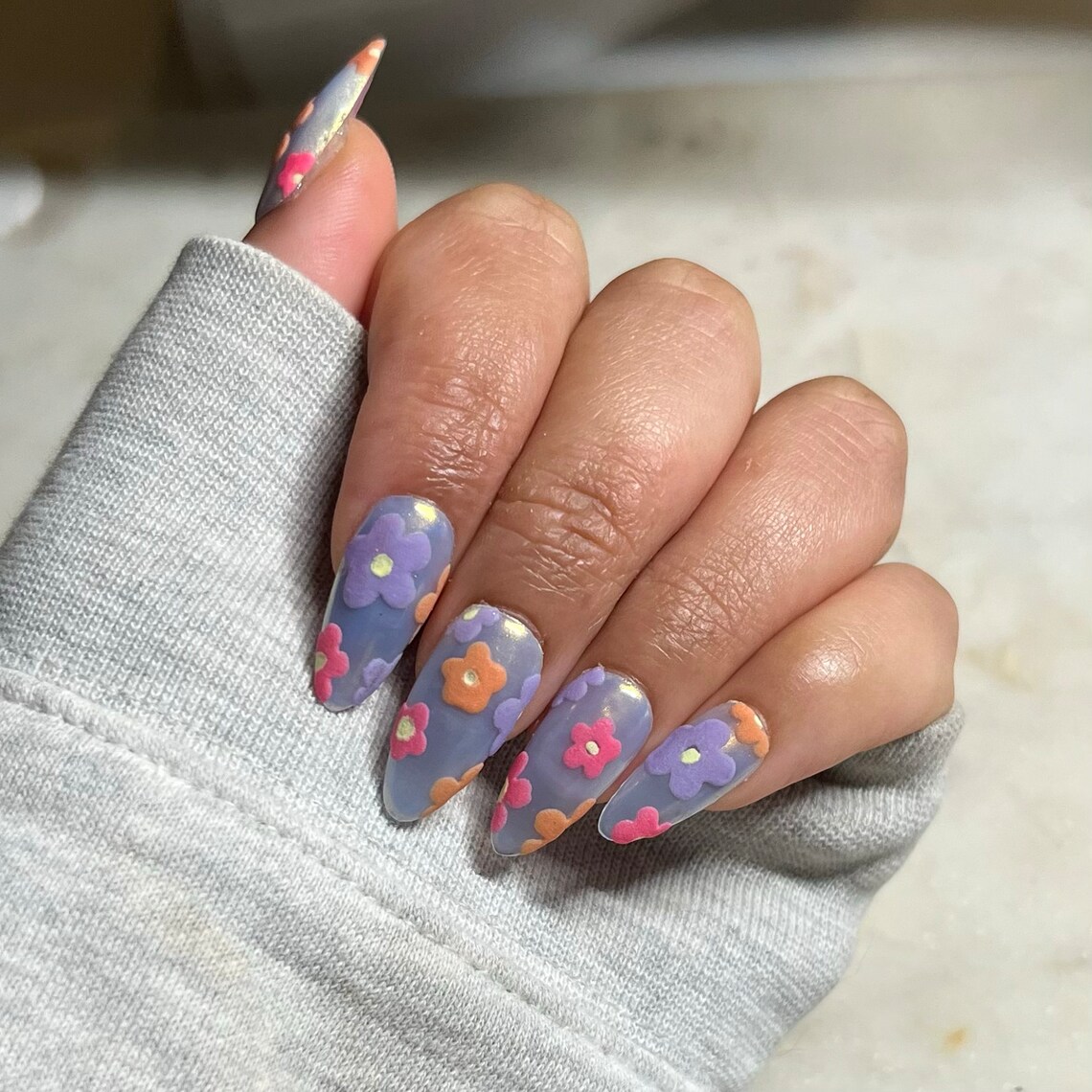 Limited Too Inspired Nails Groovy Floral Nails Floral Chrome Press on ...