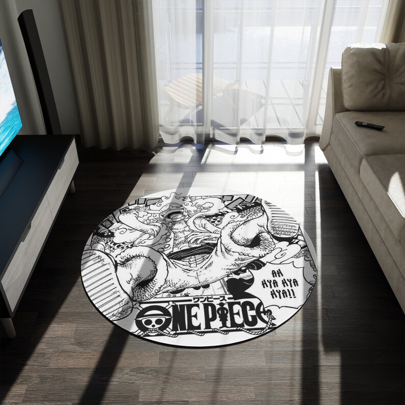 Round Handmade Luffy 5th Gear Rug, Anime Rug, One Piece Custom Rug ...