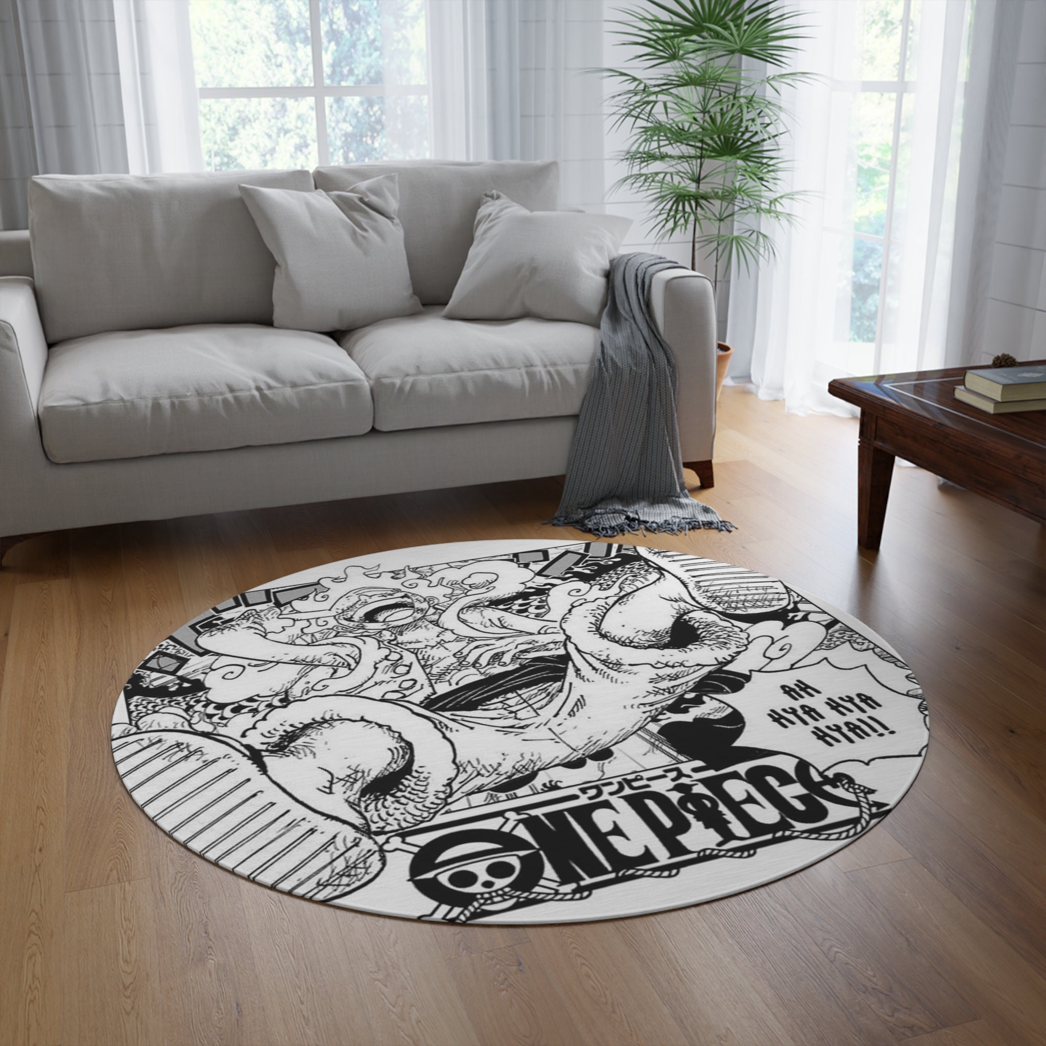 Round Handmade Luffy 5th Gear Rug, Anime Rug, One Piece Custom Rug ...