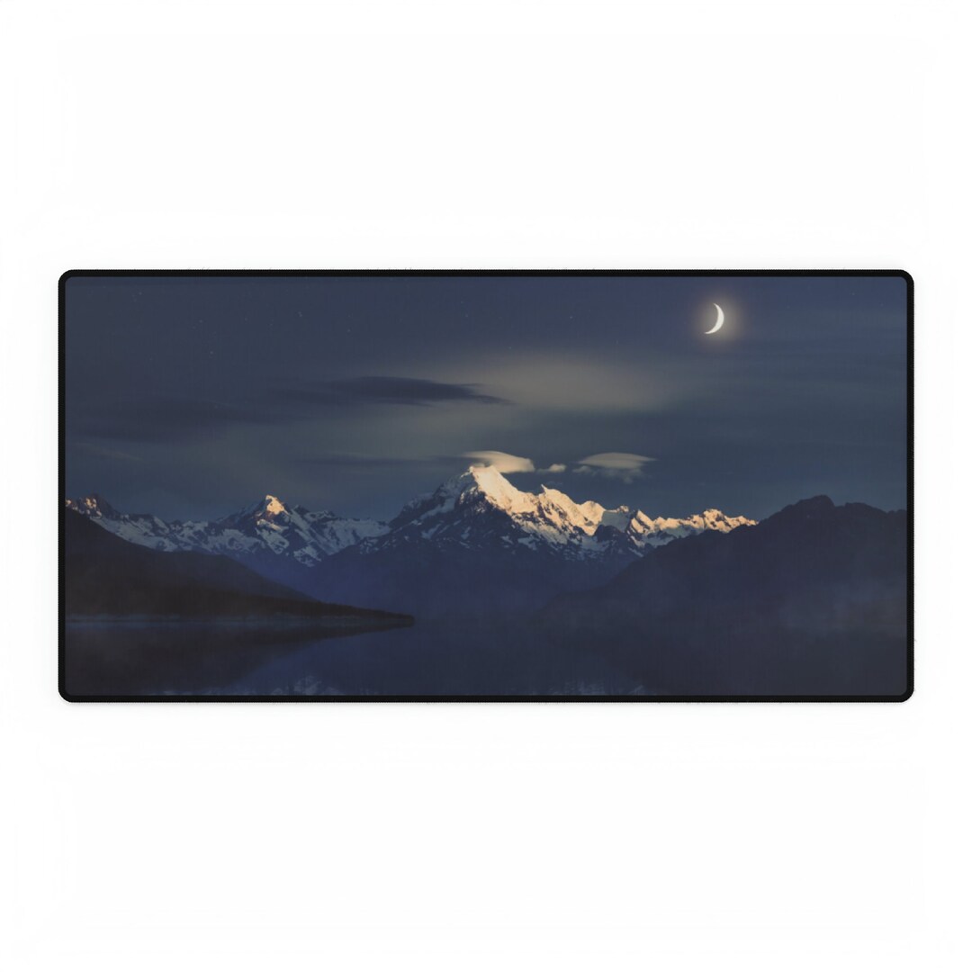 Mountain Majesty Full-sized Gaming Mouse Pad Snow-capped Peaks Night ...