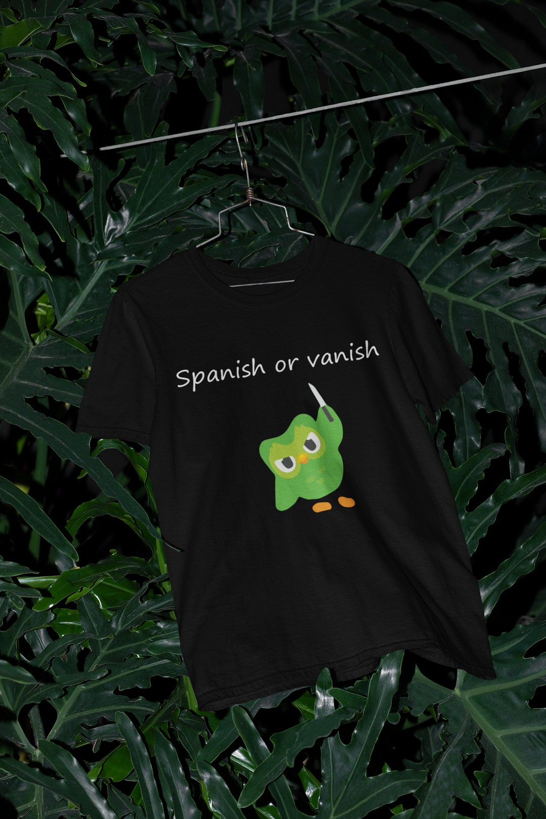 Spanish or Vanish Unisex Shirt, Duolingo Bird, Language Meme Owl, Duo ...