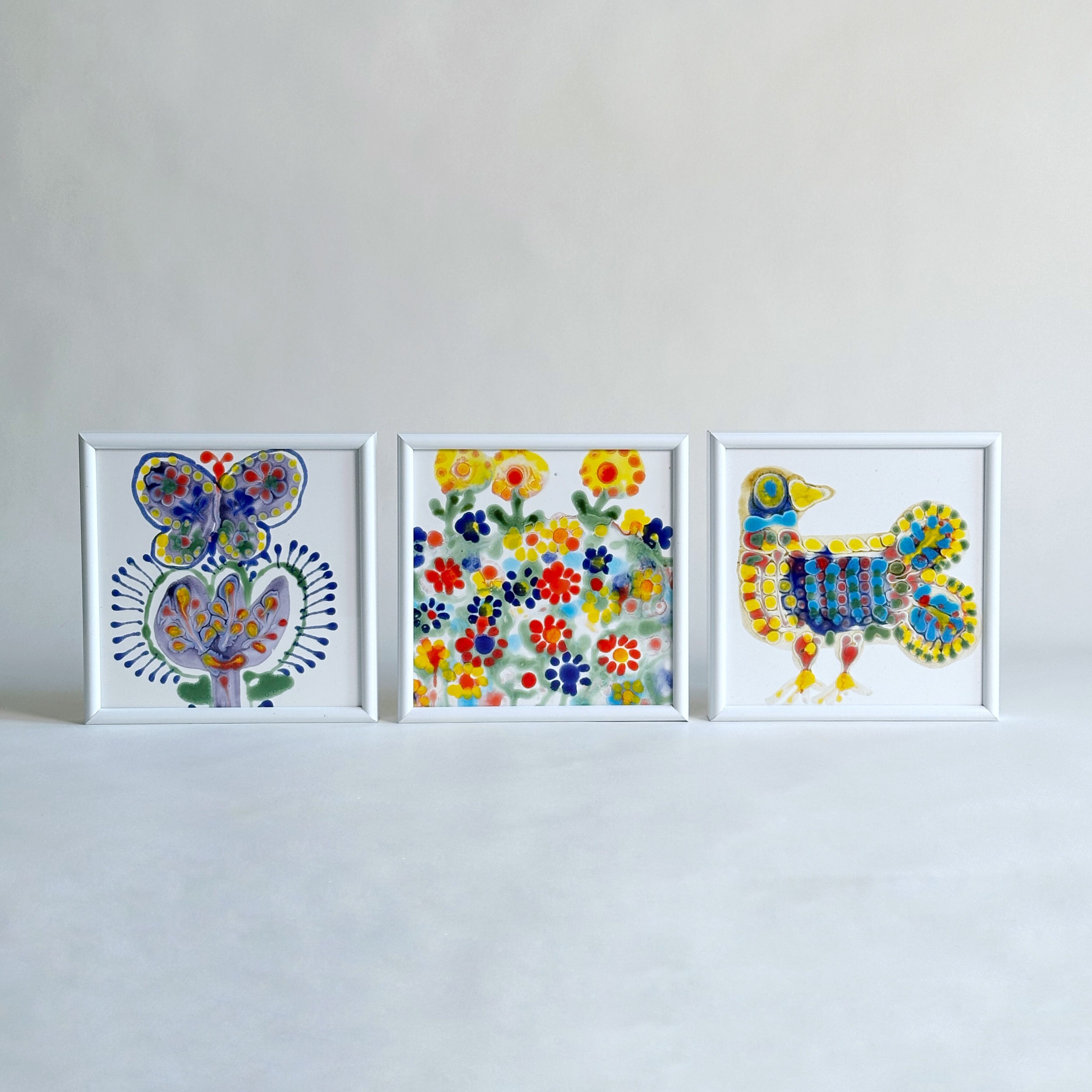Framed Art, Colourful Ceramic Tiles, Vintage 1996 - Etsy Canada