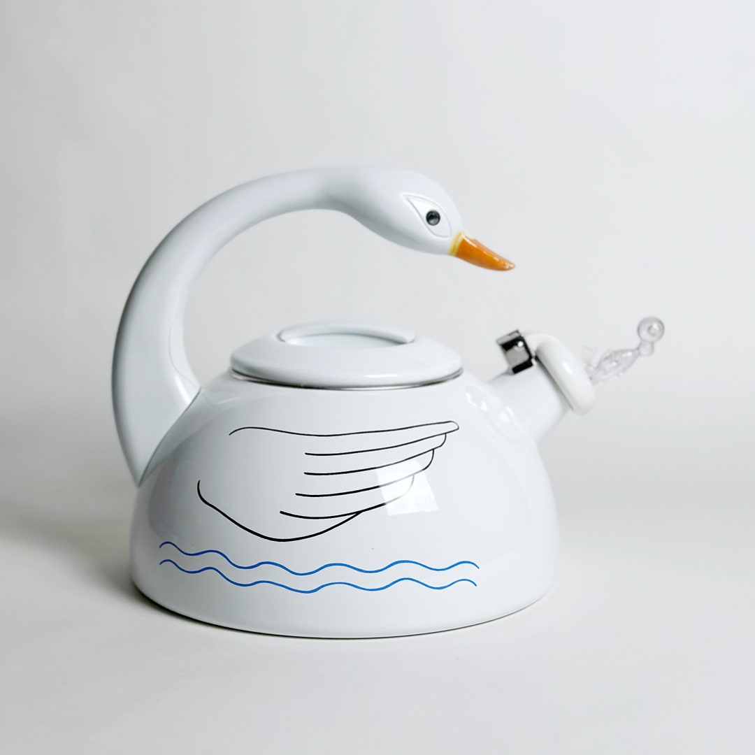 Kamenstein Kettle in Rare Duck Design, Whistling Enamel Stove Top ...