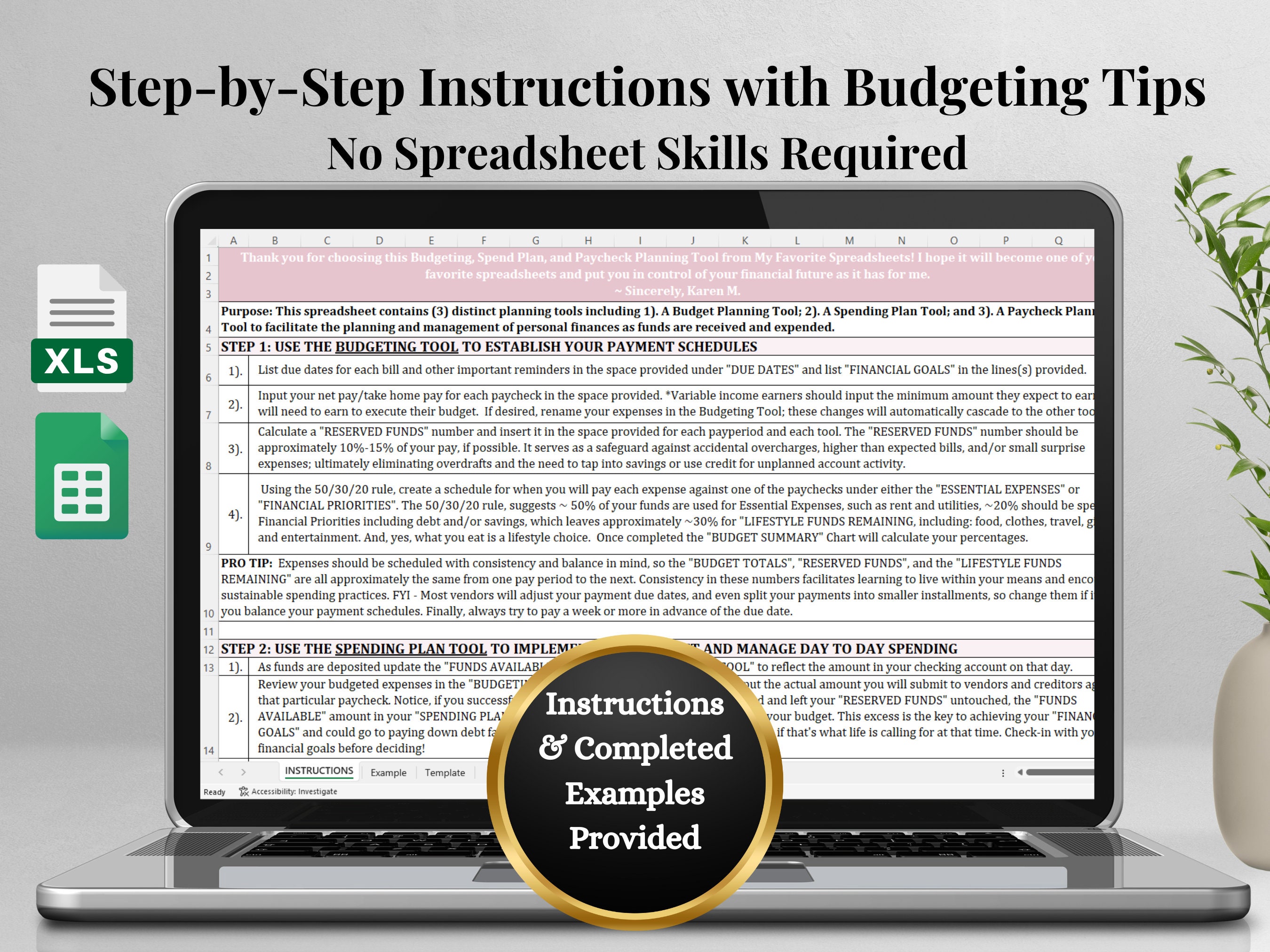 SIMPLE Budget Planner, Spending Plan, and Paycheck Planning Spreadsheet ...