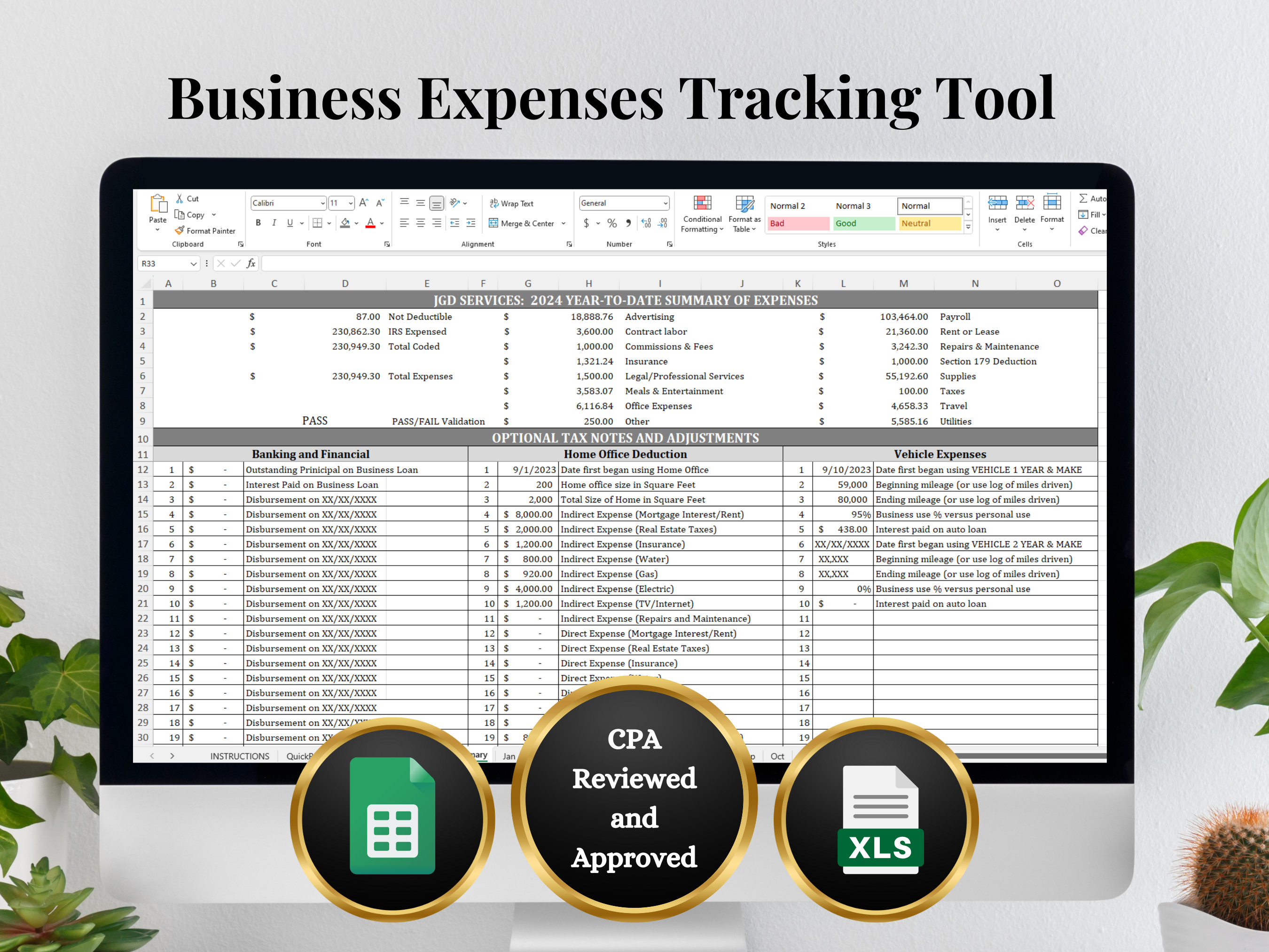 Business Expenses Tracking Tool and Template for Tax Prep and ...