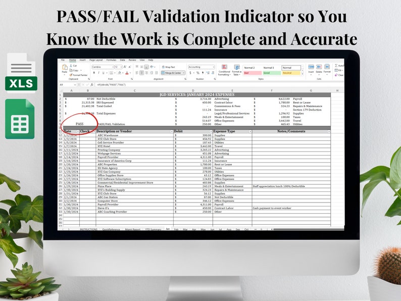 Business Expenses Tracking Tool and Template for Tax Prep and Monitoring Profit and Loss for ...