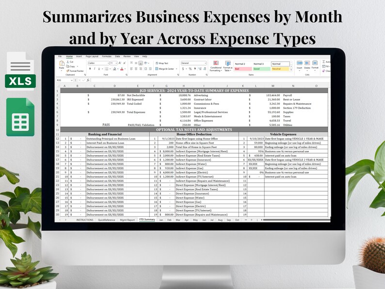 Business Expenses Tracking Tool and Template for Tax Prep and ...