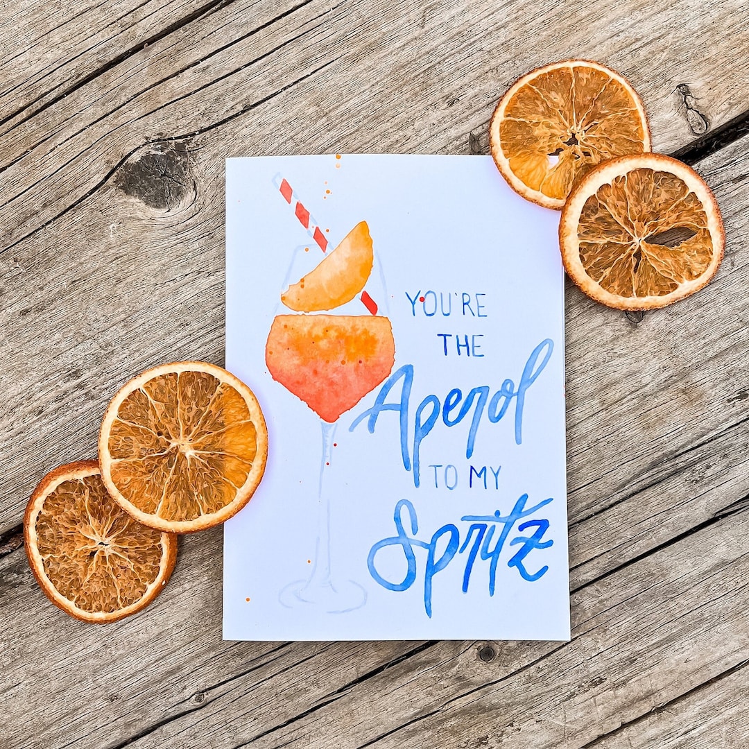 Aperol Spritz Greetings Card Birthday Card Cocktails Watercolour ...