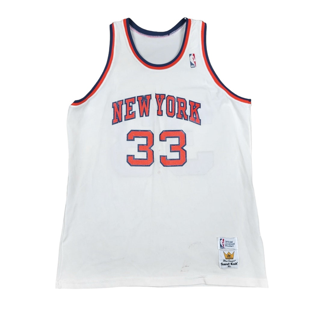 Vintage Patrick Ewing New York Knicks 33 White Sand Knit Jersey Size ...