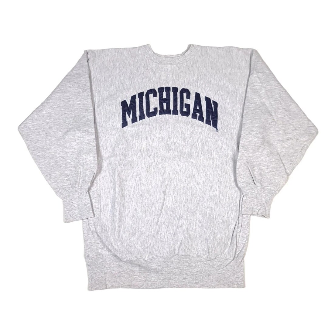 Vintage University of Michigan Gray Champion Reverse Weave Sweatshirt ...