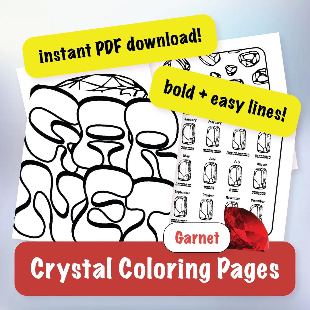Crystal Coloring Pages, Gemstone Coloring Pages, January Birthday ...