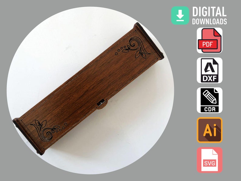 Laser Cut Wooden Decorative Pen Case, Pen Box, Laser Cut File, Pdf, Dxf ...