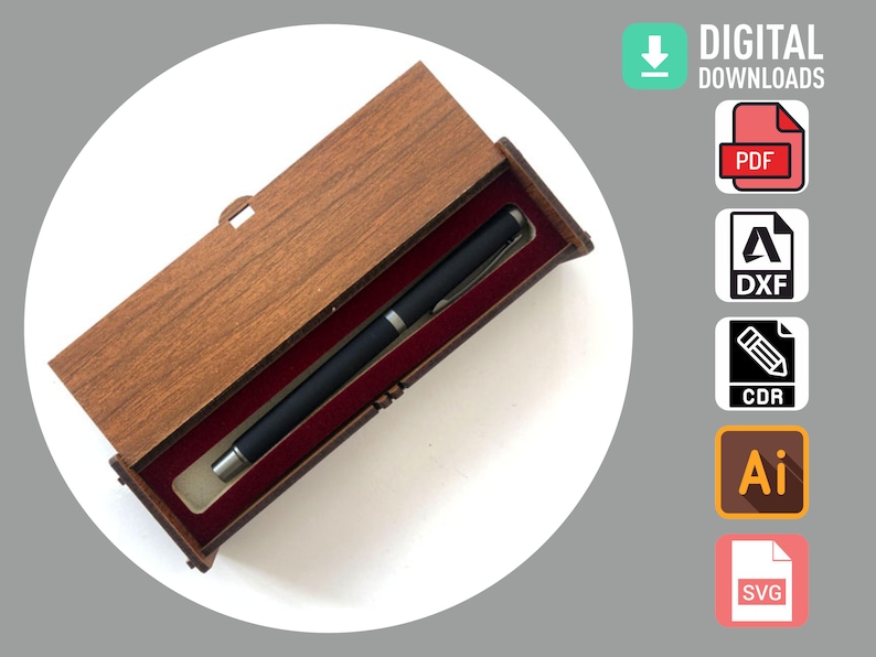 Laser Cut Wooden Decorative Pen Case, Pen Box, Laser Cut File, Pdf, Dxf ...