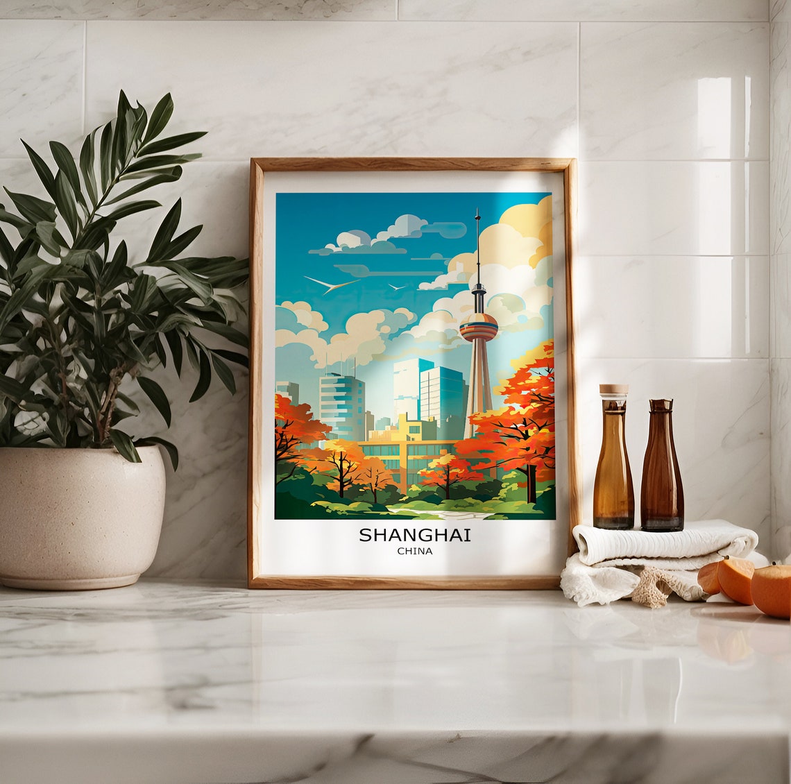 Shanghai, China Travel Poster, Unframed and Framed Options - Etsy