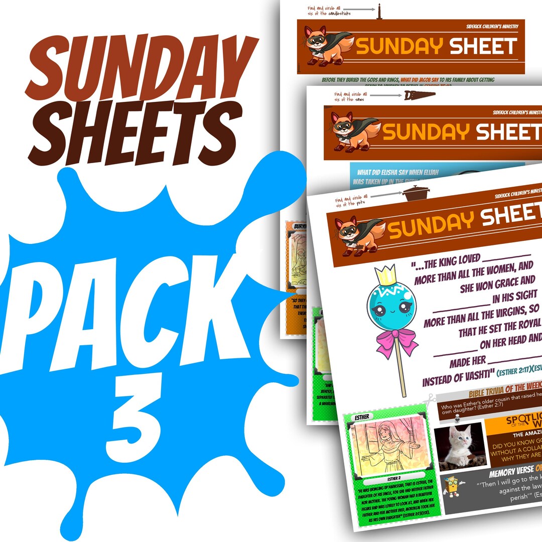 SIDEKICK SUNDAY SHEETS- Pack 3 (individual License) - Etsy