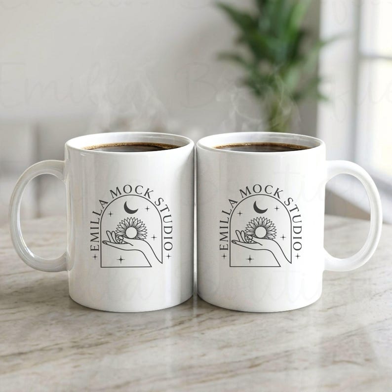 11oz White Ceramic Mug Mockup | Cozy Front and Back Double Mug PNG ...